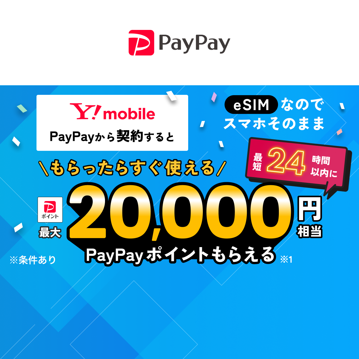 ワイモバイル契約でPayPayポイントもらえるキャンペーン - キャッシュレス決済のPayPay